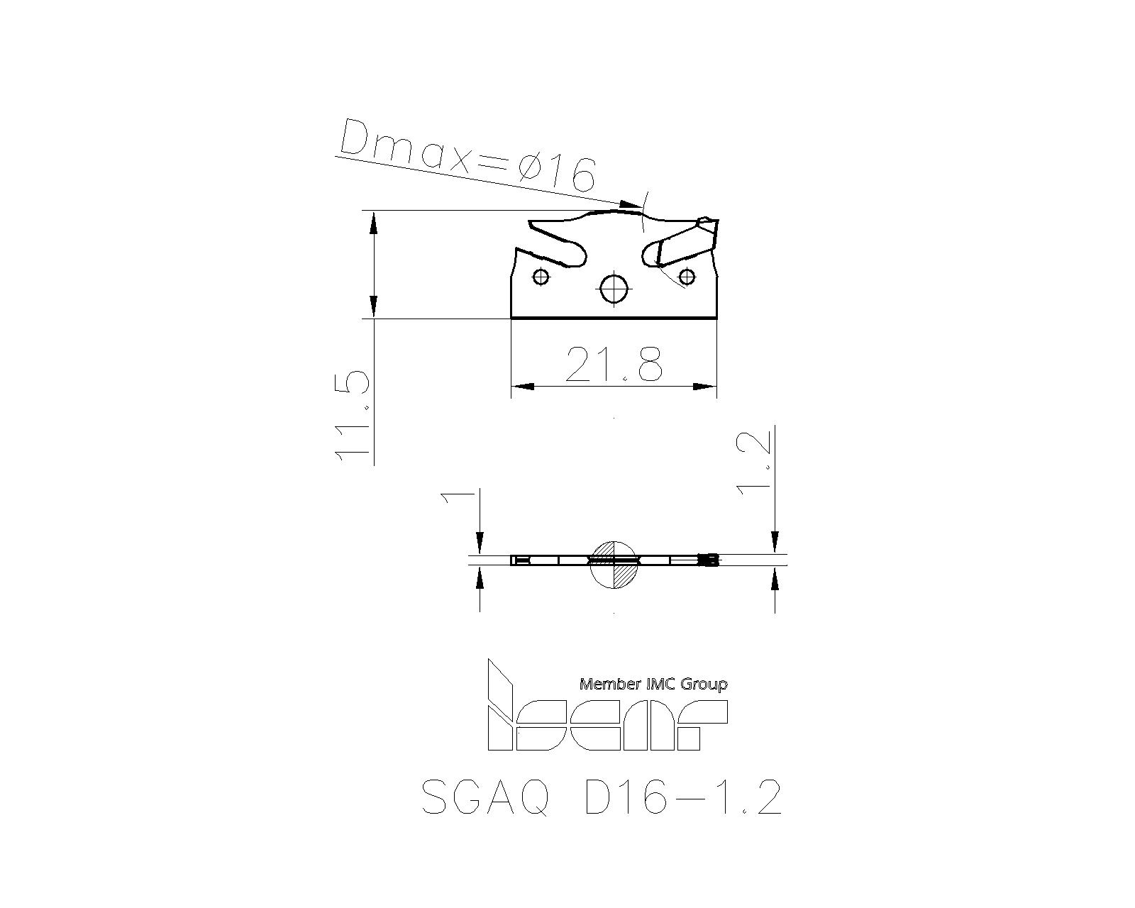 ISCAR Cutting Tools - Metal Working Tools - SGAQ : 3379273 - SGAQ D16-1.2