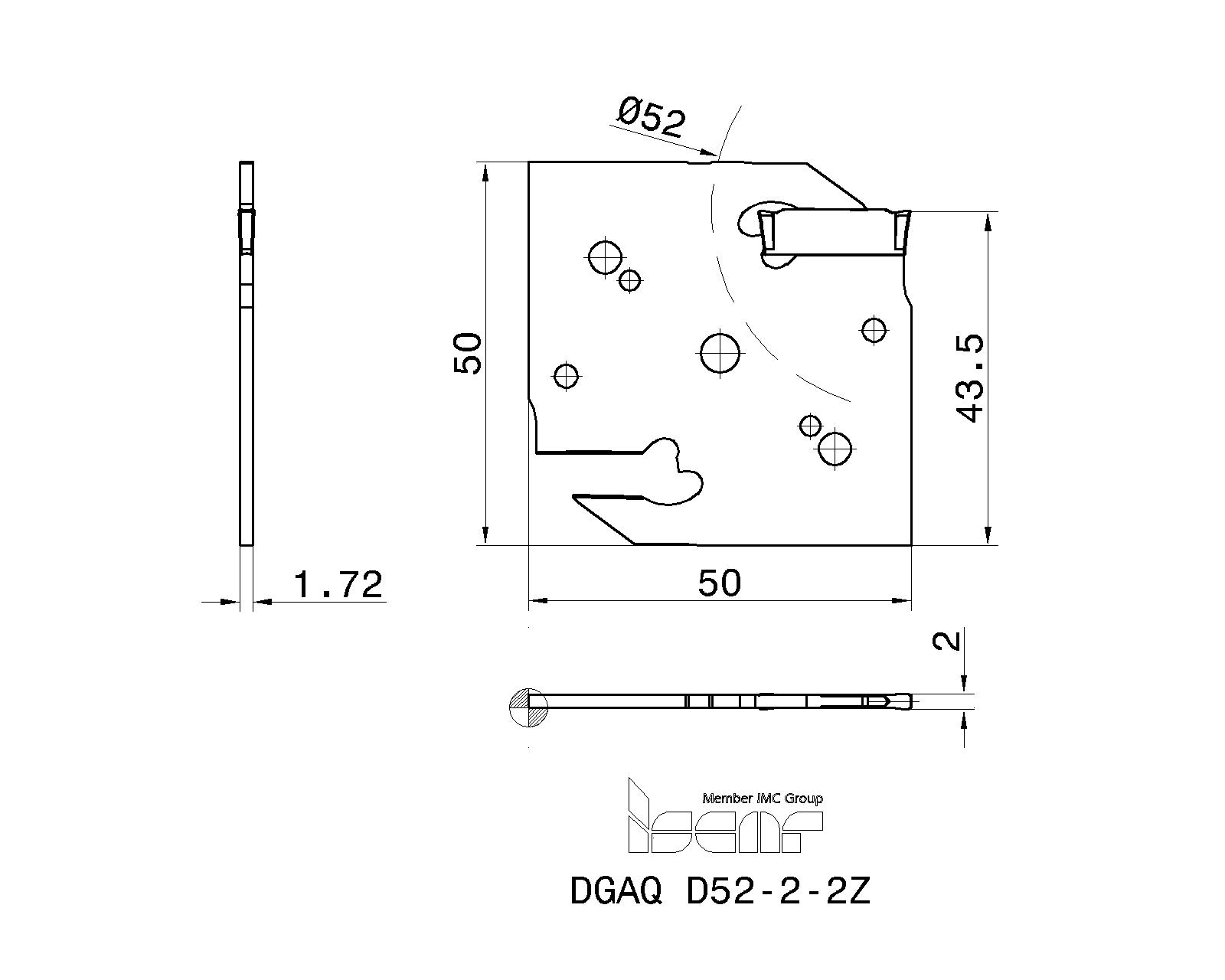 ISCAR Cutting Tools - Metal Working Tools - DGAQ : 3384859 - DGAQ D52-2-2Z
