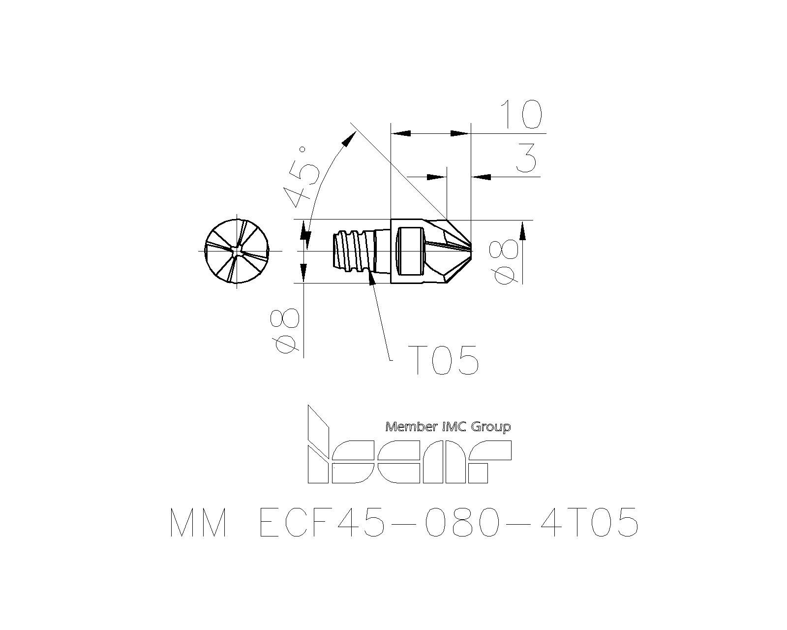 ISCAR Cutting Tools - Metal Working Tools - MM ECF : 3393225 - MM ECF45 ...