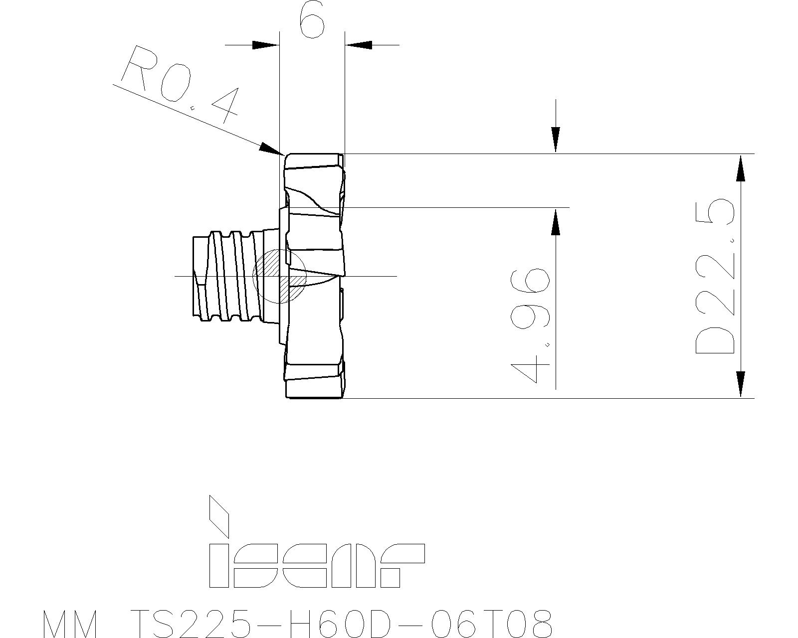 ISCAR Cutting Tools - Metal Working Tools - MM TS-H : 3401427 - MM TS225-H60D-06T08