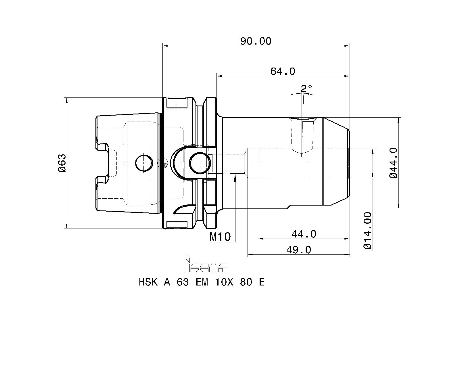 ISCAR Cutting Tools - Metal Working Tools - HSK A-EM (DIN 1835 Form E) : 4561046 - HSK A63 EM14X90 E