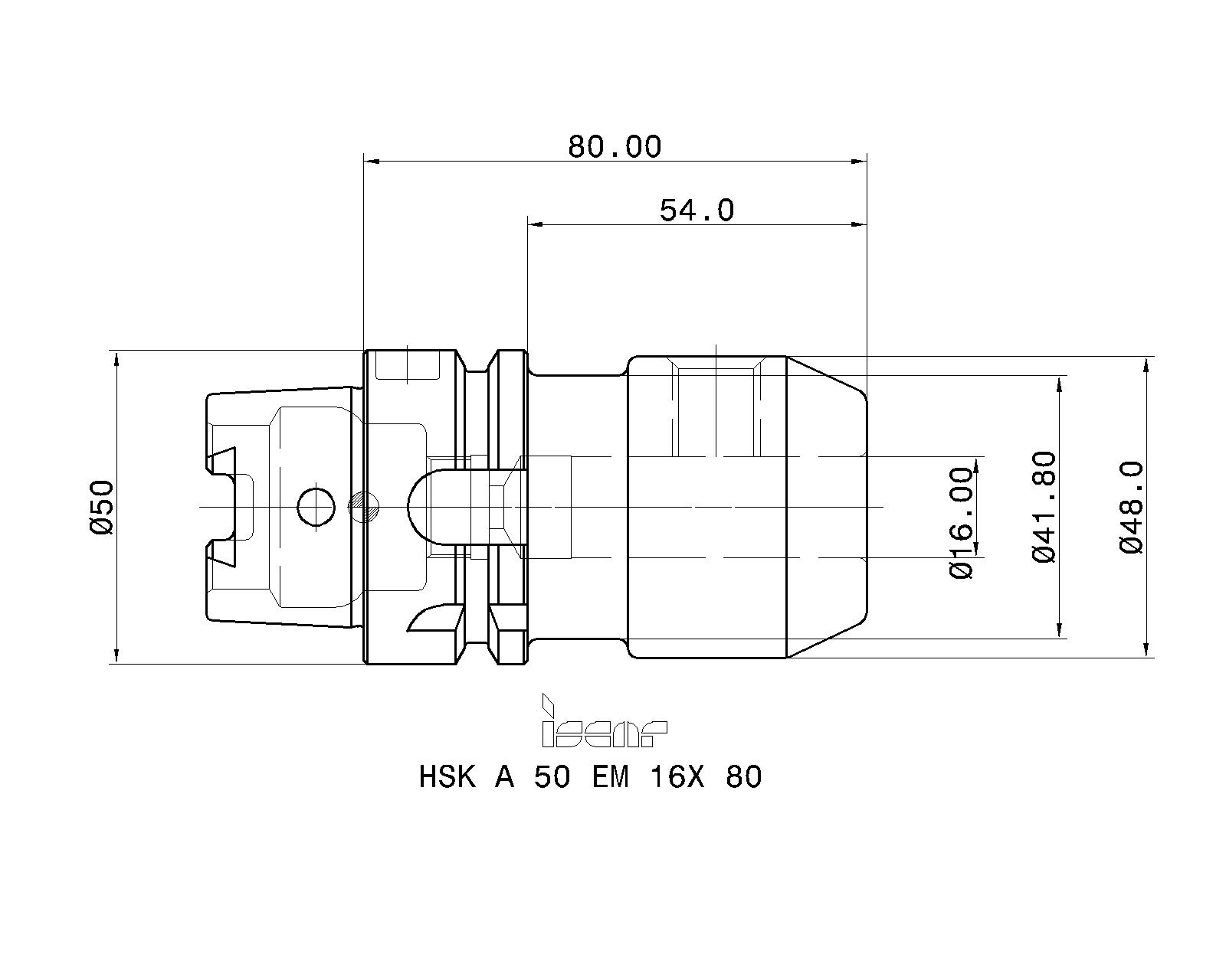 ISCAR Cutting Tools - Metal Working Tools - HSK A-EM (DIN 1835 Form B) : 4561067 - HSK A50 EM16X80*