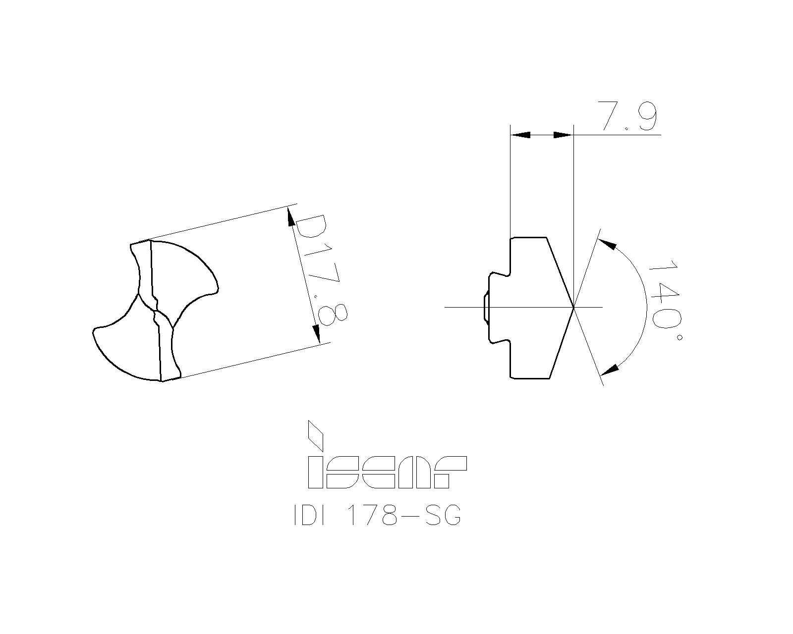 ISCAR Cutting Tools - Metal Working Tools - IDI-SG : 5505183 - IDI 178-SG