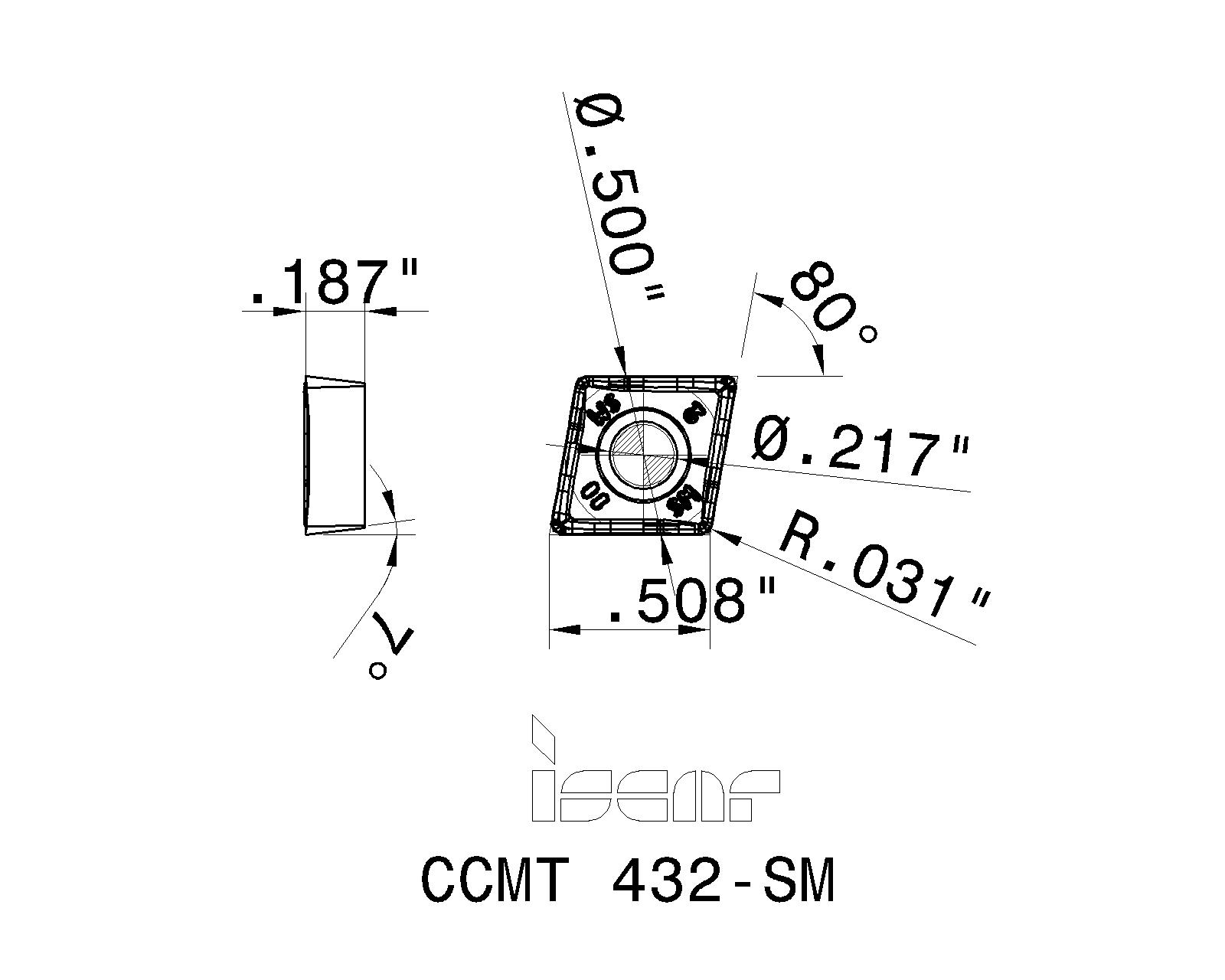 ISCAR Cutting Tools - Metal Working Tools - CCMT/CCGT-SM : 5505715 - CCMT 120408-SM