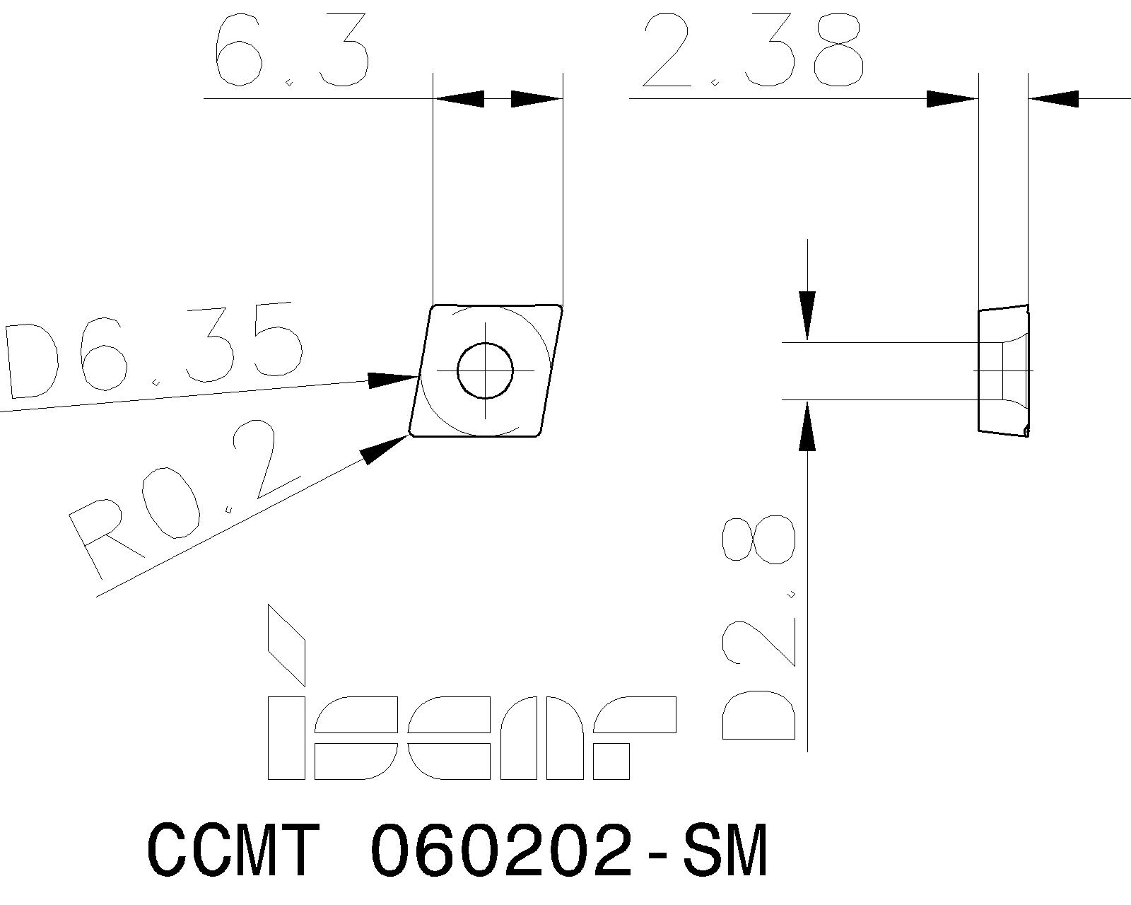 ISCAR Cutting Tools - Metal Working Tools - CCMT/CCGT-SM : 5566757 - CCMT 060202-SM