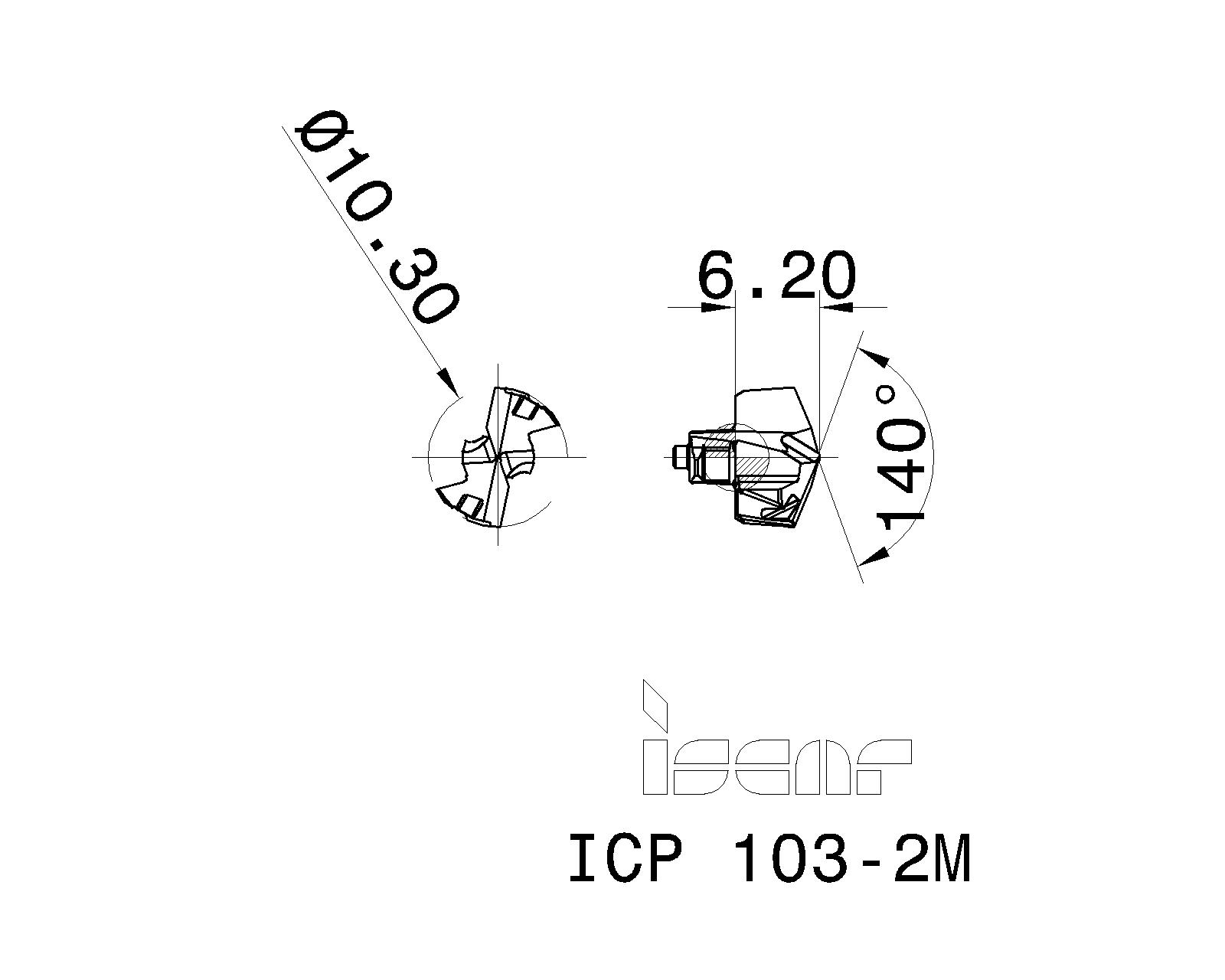 ISCAR Cutting Tools - Metal Working Tools - ICP-2M : 5595050 - ICP 103-2M