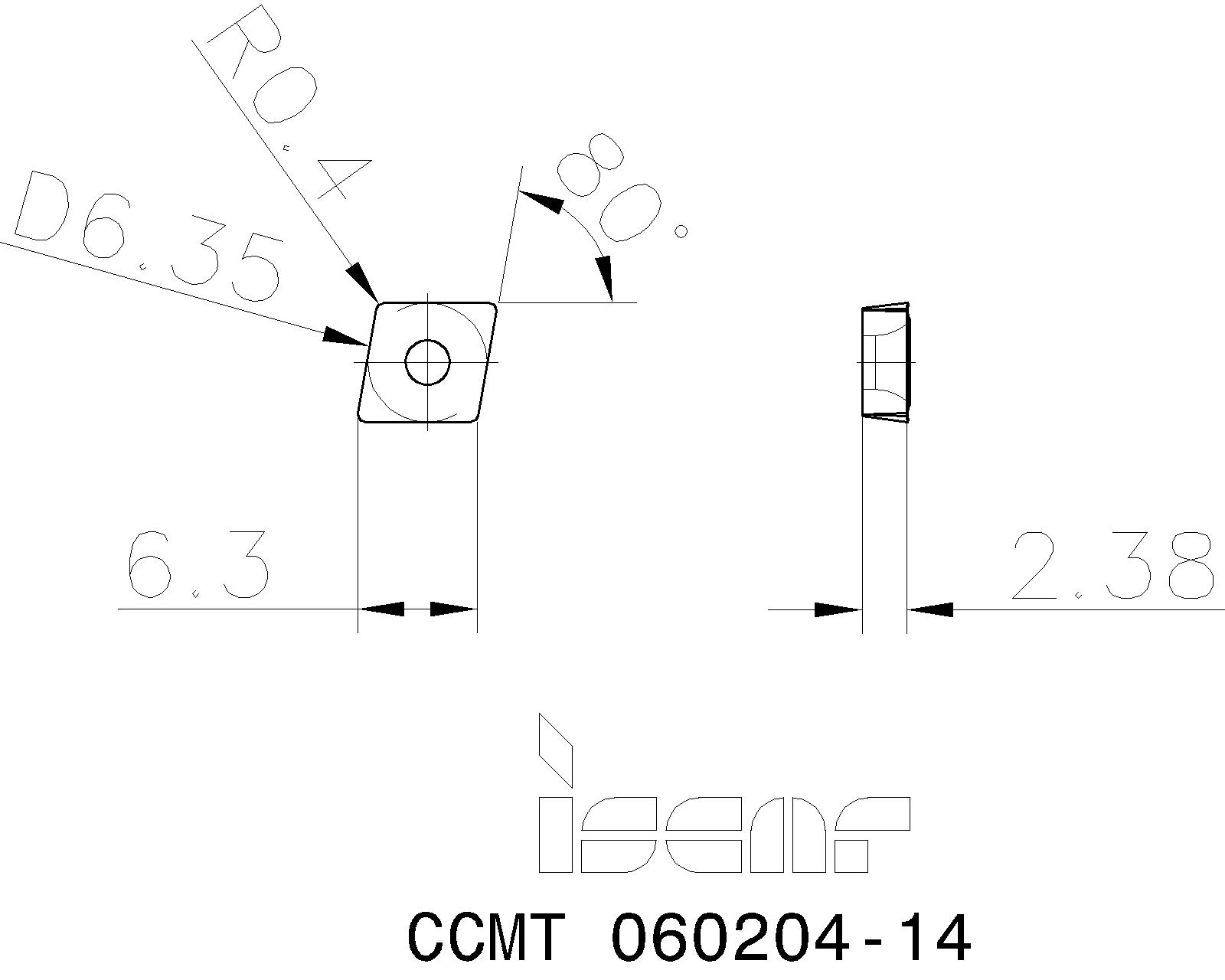 ISCAR Cutting Tools - Metal Working Tools - CCMT-14 : 5598862 - CCMT 060204-14