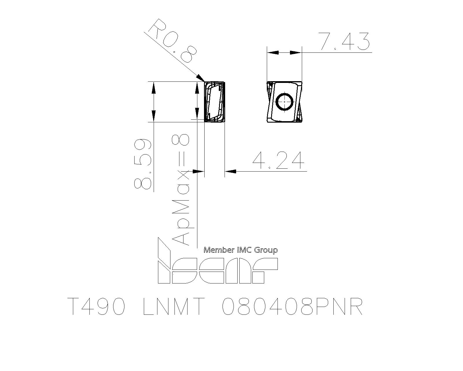 ISCAR Cutting Tools - Metal Working Tools - T490 LNMT/LNHT 0804 : 5607680 - T490 LNMT 080408PNR