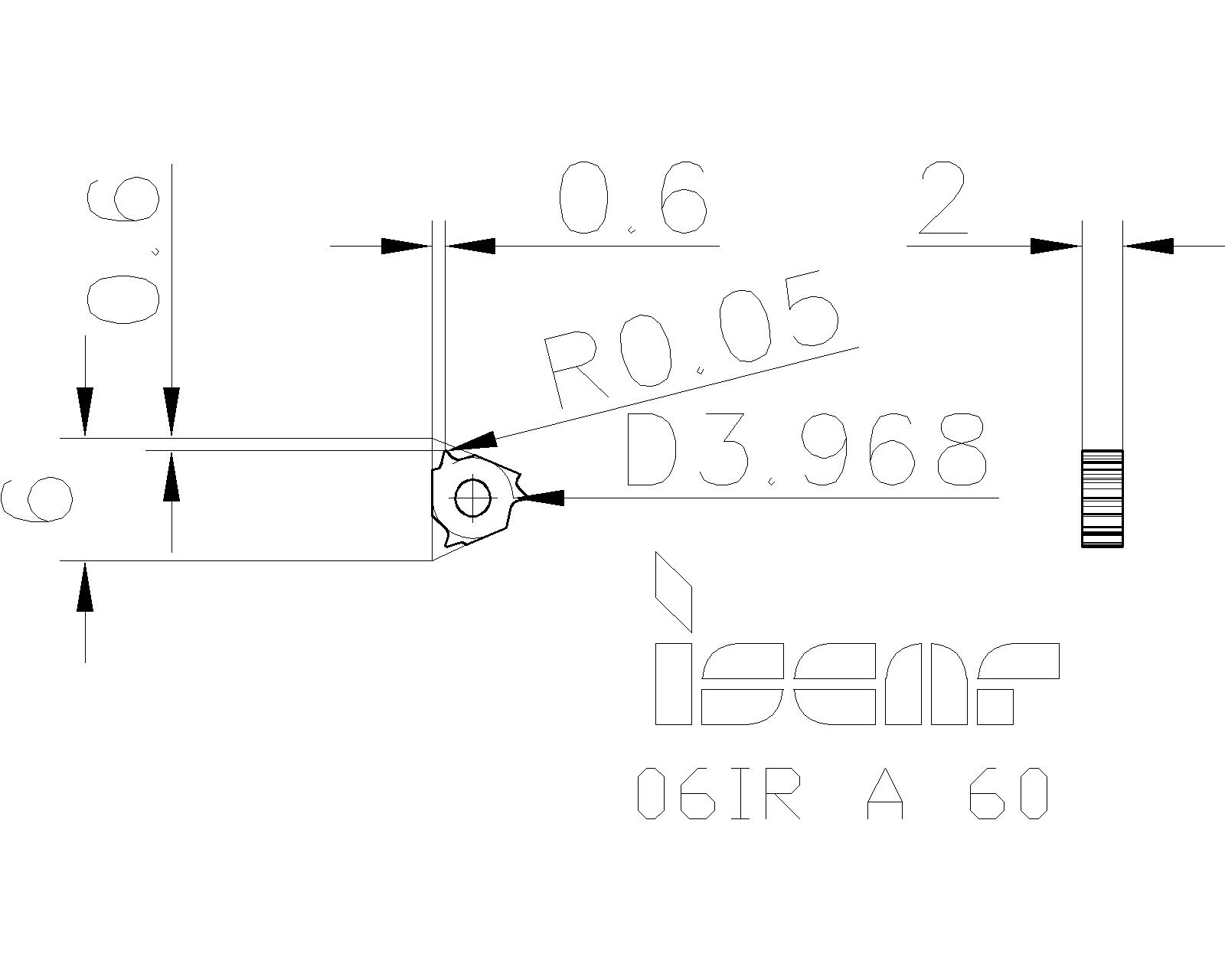 ISCAR Cutting Tools - Metal Working Tools - IR/L-60° : 5901348 - 06IR A 60