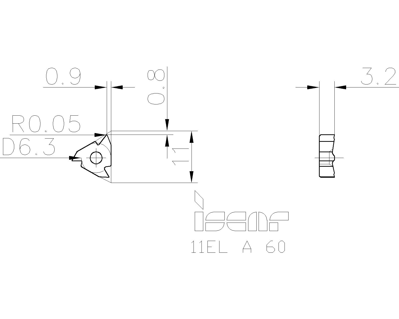 ISCAR Cutting Tools - Metal Working Tools - ER/L-60° : 5902511 - 11EL A 60