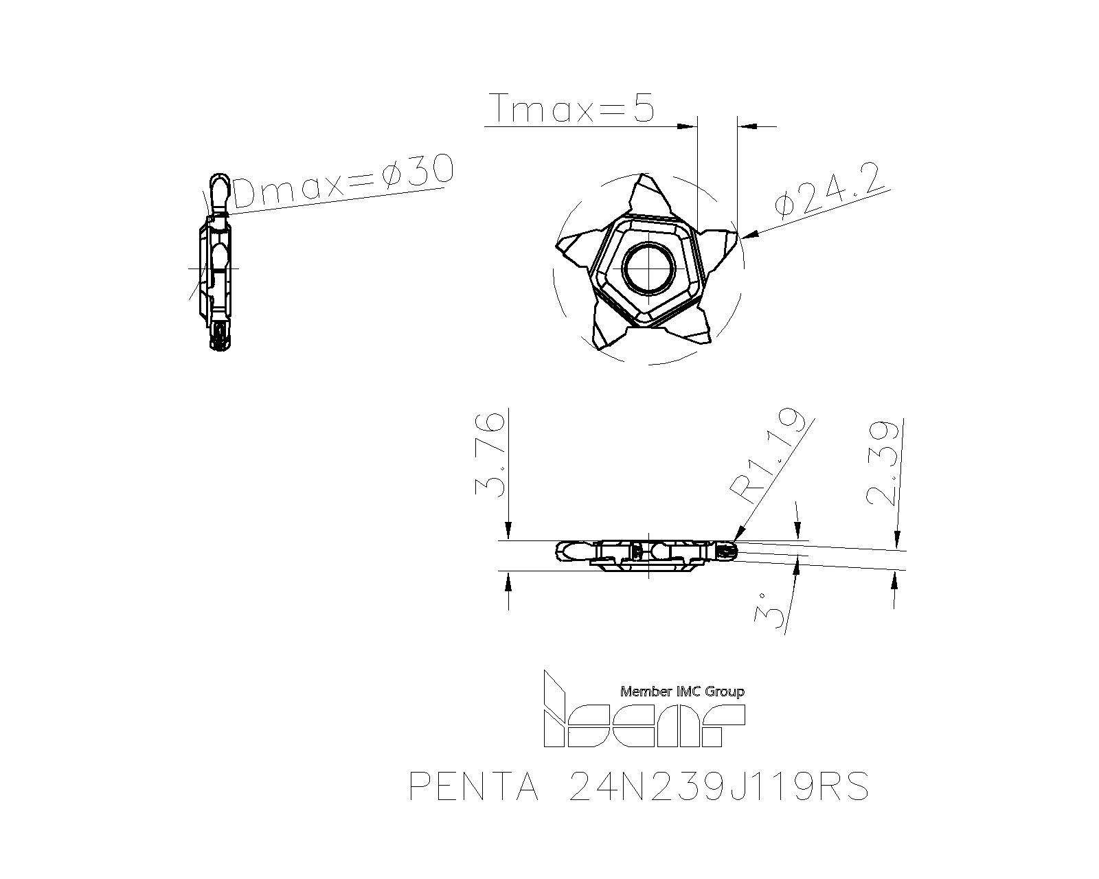 ISCAR Cutting Tools - Metal Working Tools - PENTA 24N-J-RS : 6080641 ...