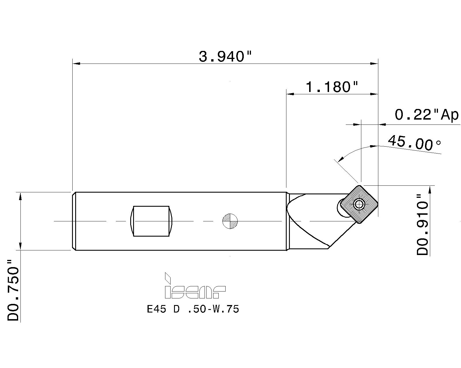 ISCAR Cutting Tools - Metal Working Tools - E45 : 3110003 - E45 D.50-W.75