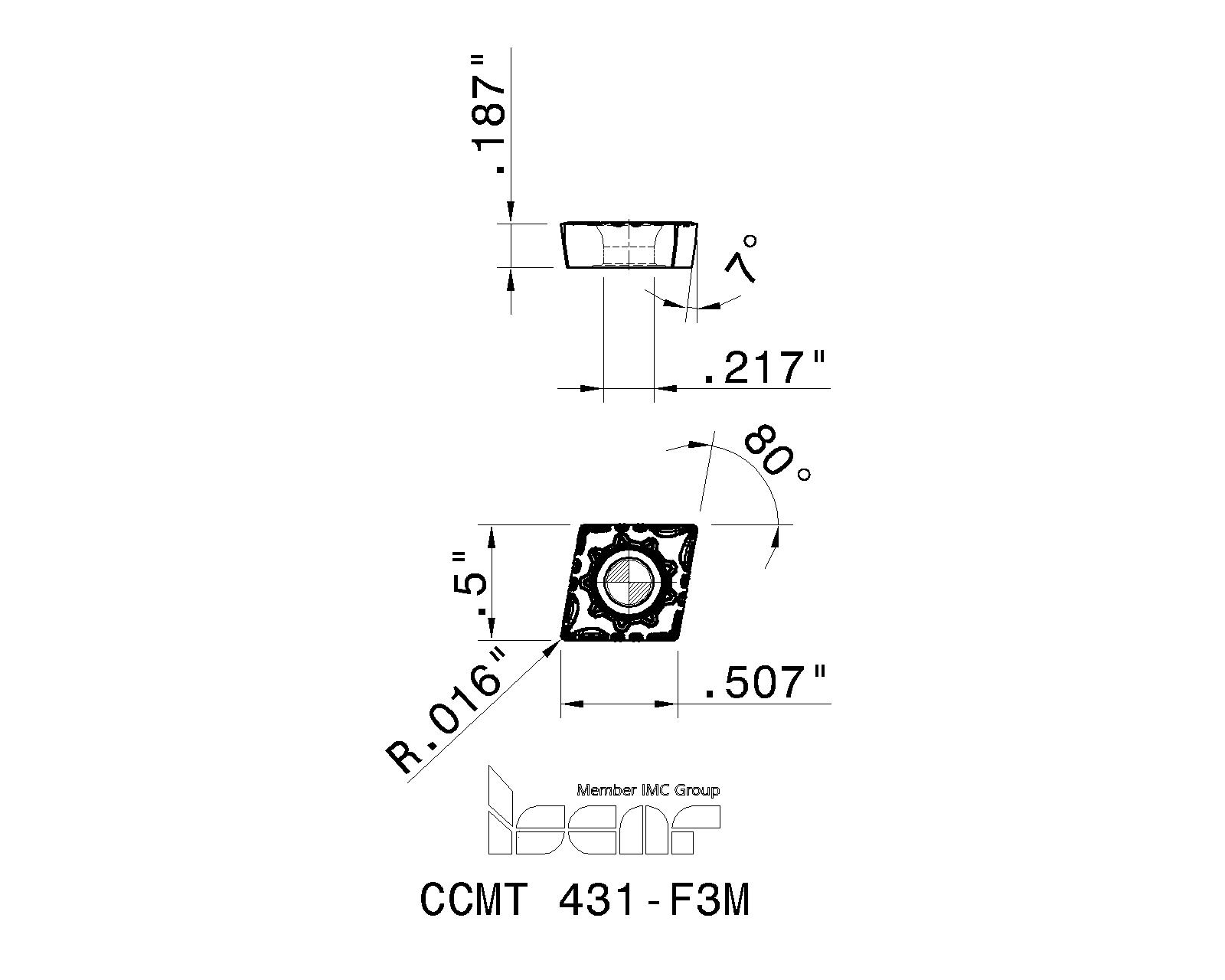 ISCAR Cutting Tools - Metal Working Tools - CCMT-F3M : 3358963 - CCMT 431-F3M