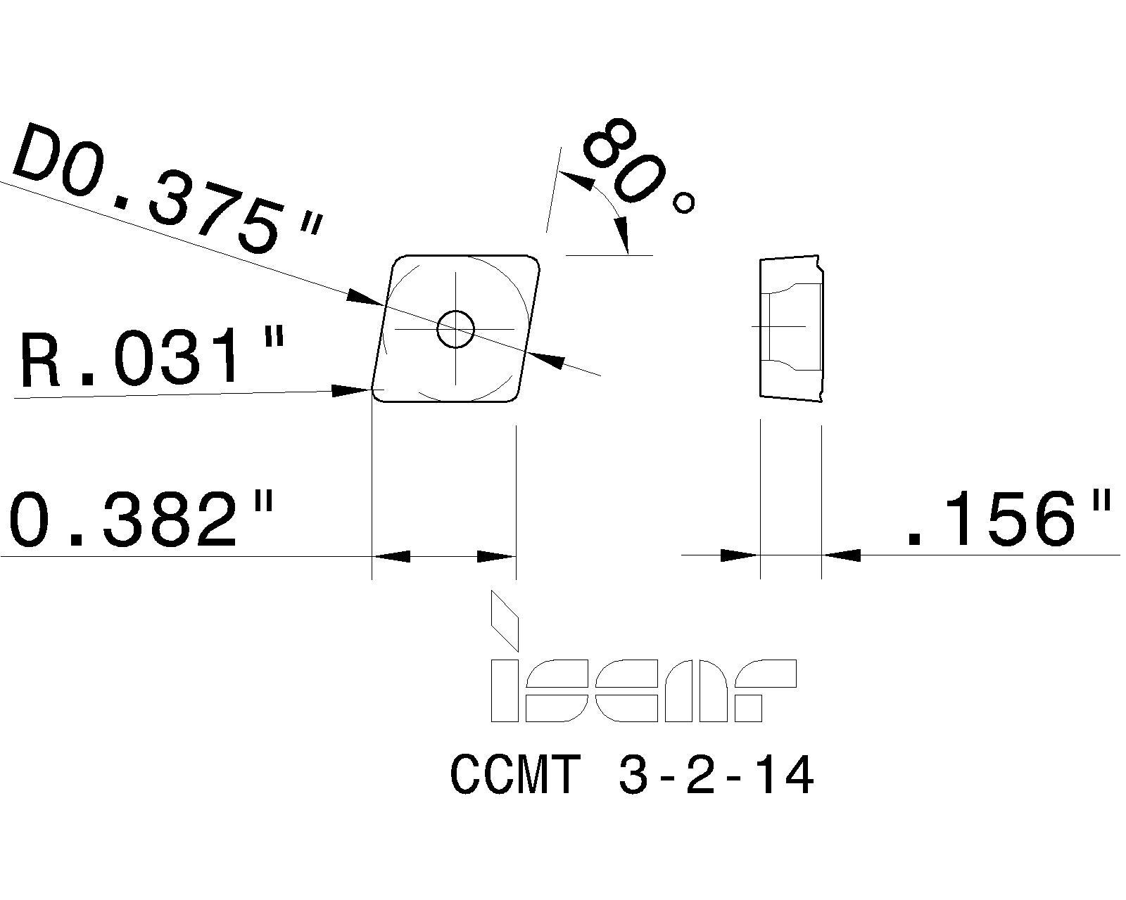 ISCAR Cutting Tools - Metal Working Tools - CCMT-14 : 5550220 - CCMT 3-2-14