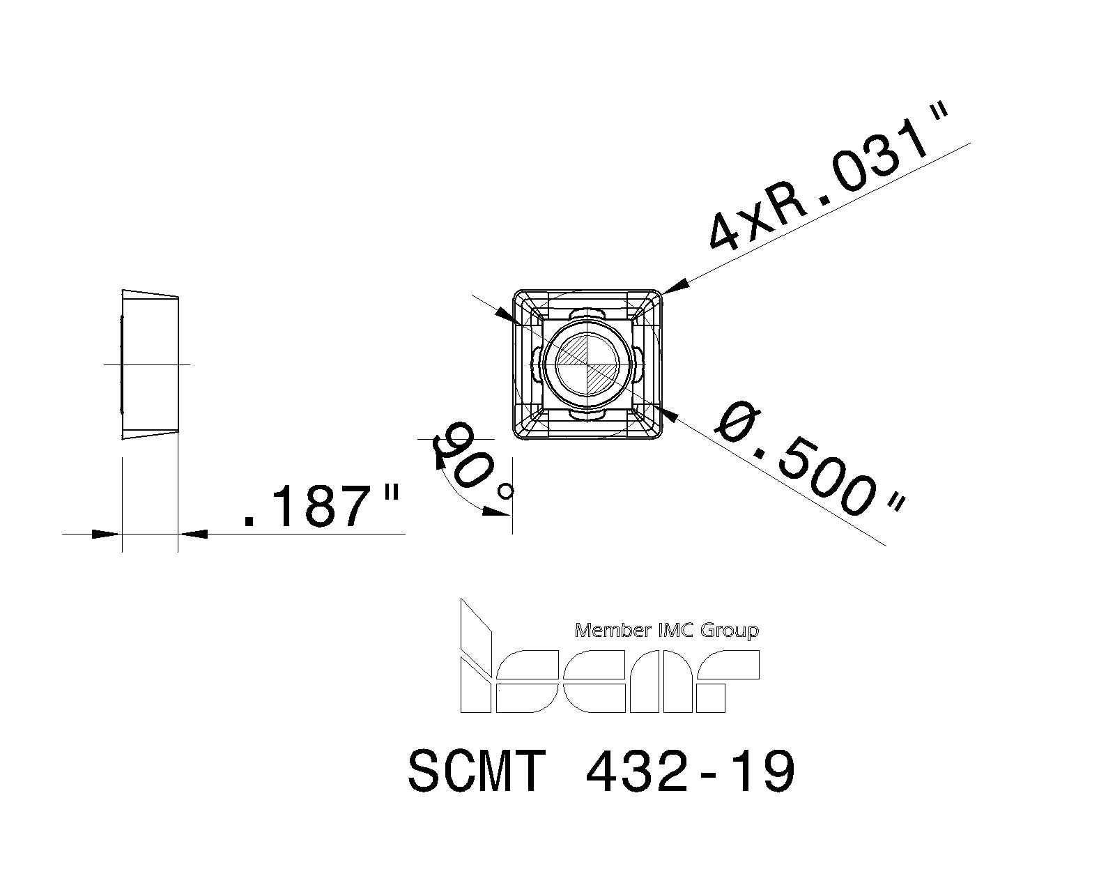 ISCAR Cutting Tools - Metal Working Tools - SCMT-19 : 5550407 - SCMT 432-19