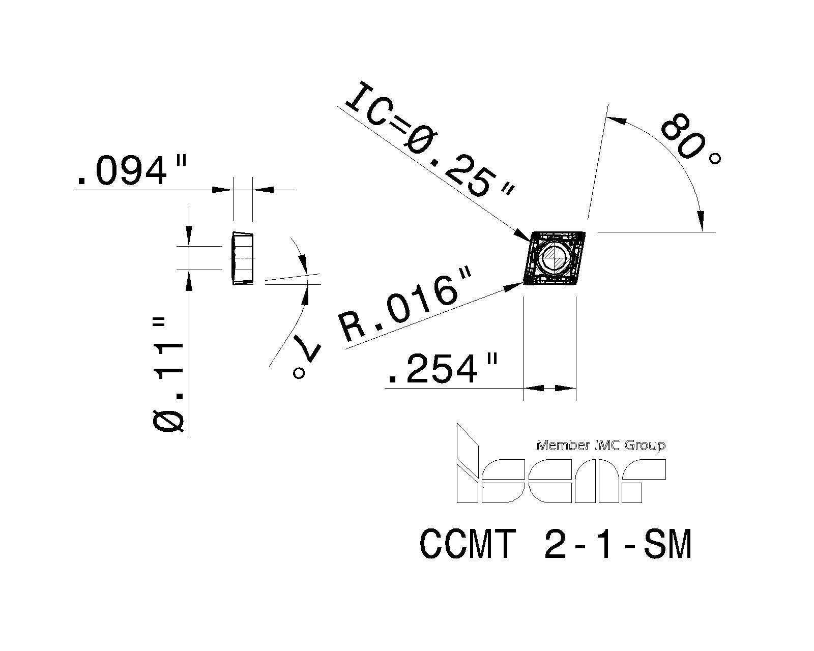 ISCAR Cutting Tools - Metal Working Tools - CCMT/CCGT-SM : 5591656 - CCMT 2-1-SM