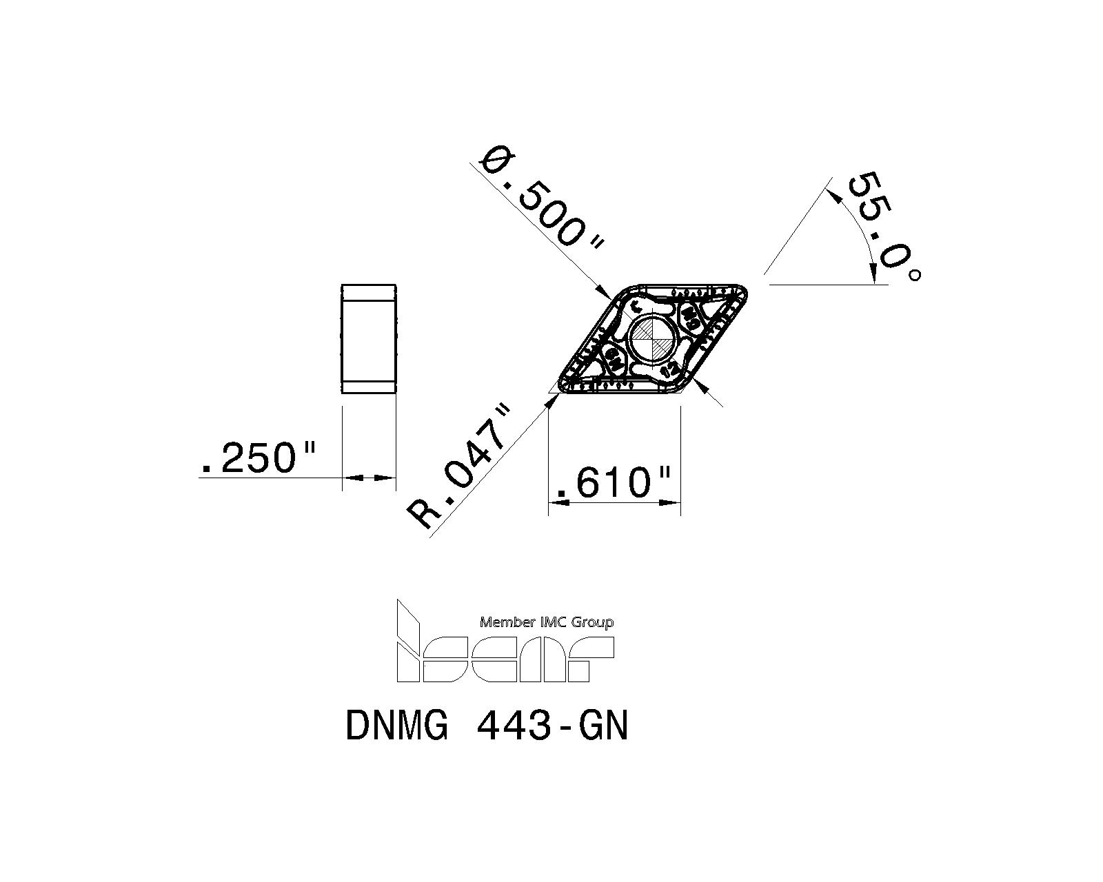 ISCAR Cutting Tools - Metal Working Tools - DNMG-GN : 5591766 - DNMG 443-GN