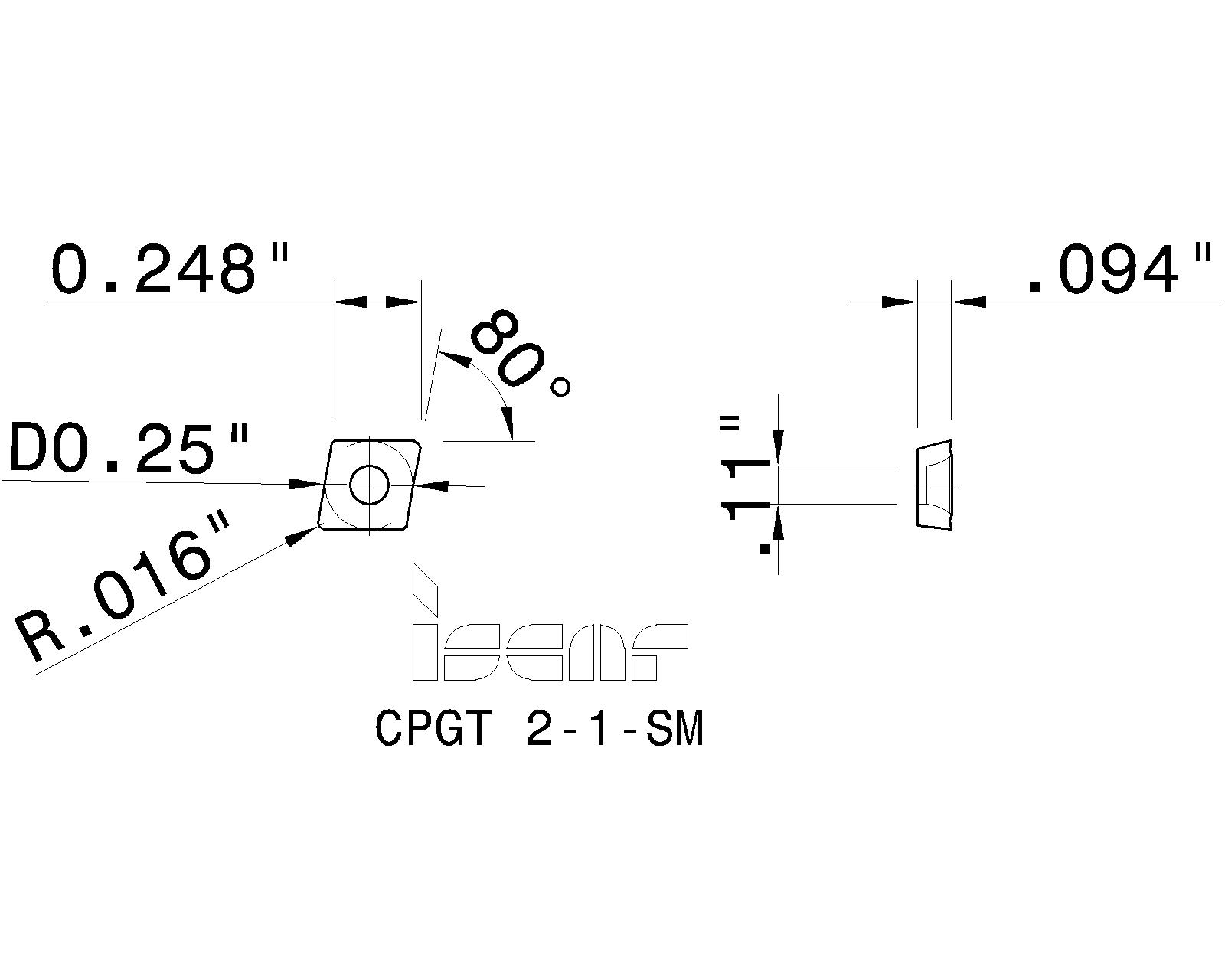 ISCAR Cutting Tools - Metal Working Tools - CPGT-SM : 5592522 - CPGT 2-1-SM