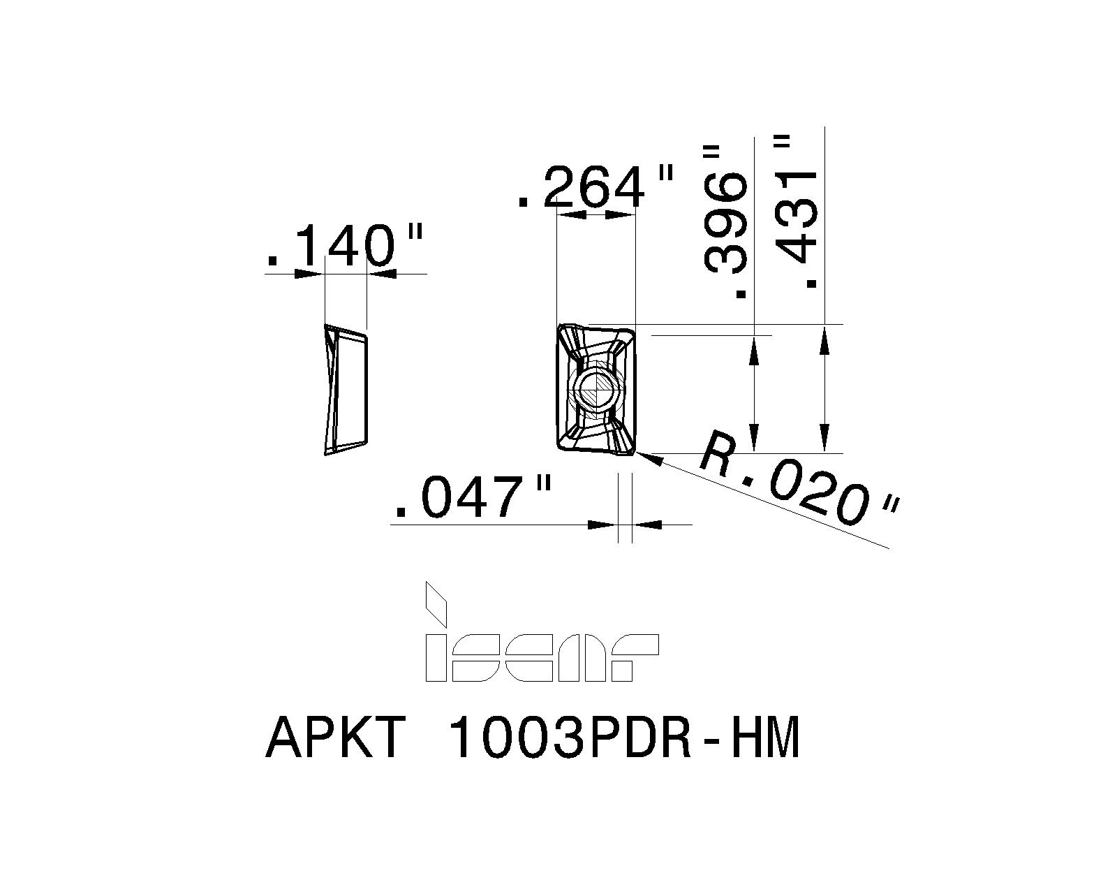 ISCAR Cutting Tools - Metal Working Tools - APKT 1003PDR-HM : 5601939 ...