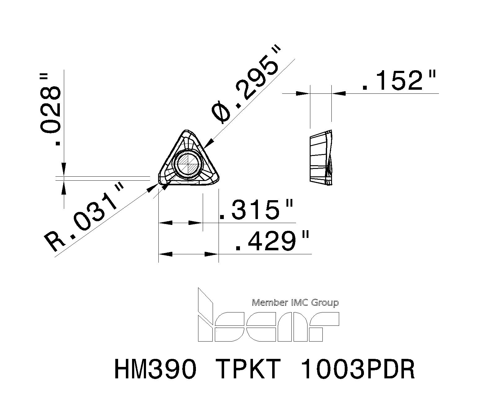 ISCAR Cutting Tools - Metal Working Tools - HM390 TPKT/CT 1003 : ...