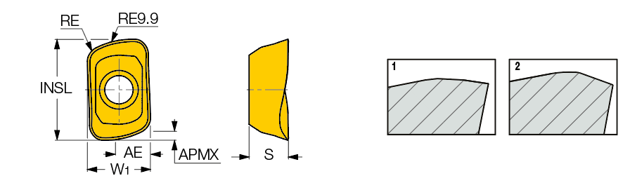 ISCAR Cutting Tools - Metal Working Tools - Milling - - APKT 1003-FF
